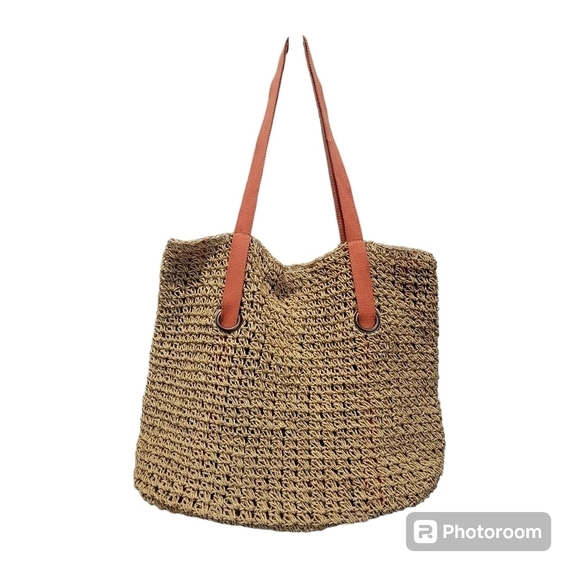 Kiva | Bags | Kiva Large Straw Woven Tote Bag For Beach Vacation And ...